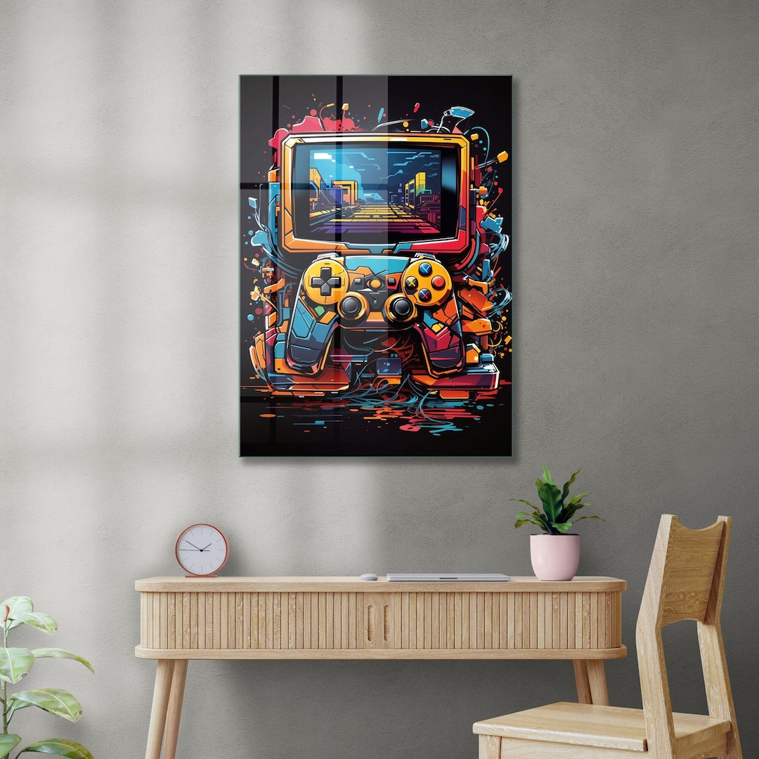 Glass Wall Art, Gamers Room Wall Art, Tempered Glass Wall Art, Large ...