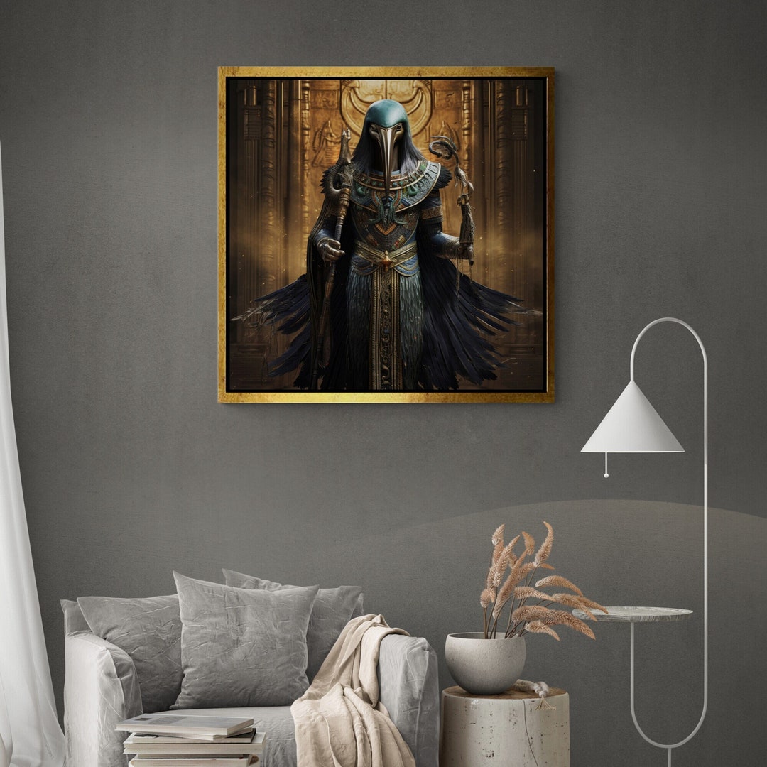 Egyptian God Thoth Wall Art, Thoth Framed Canvas, Egypt Ethnic Wall Art ...