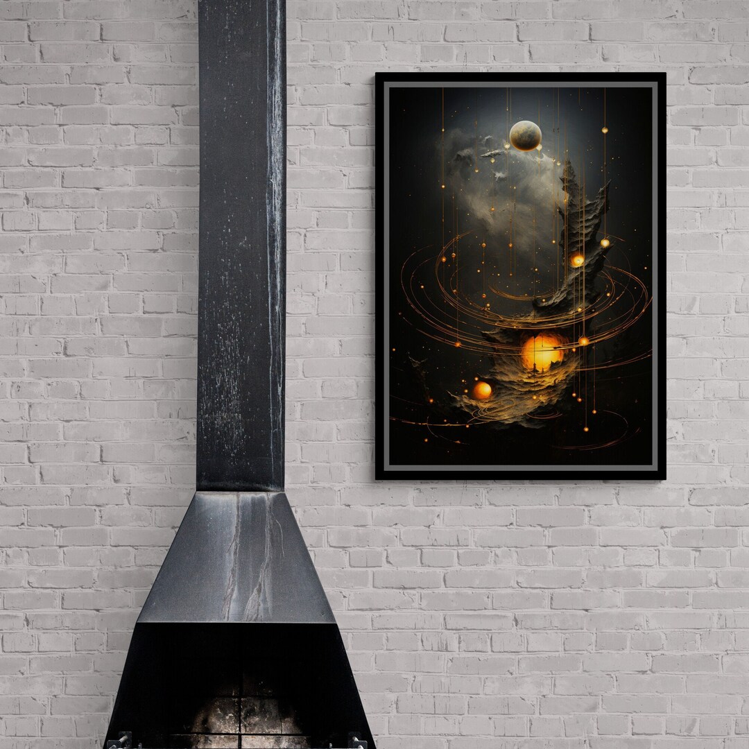 Minimalist Sun Wall Art, Surreal Sun Canvas, Large Wall Art, Geometric ...