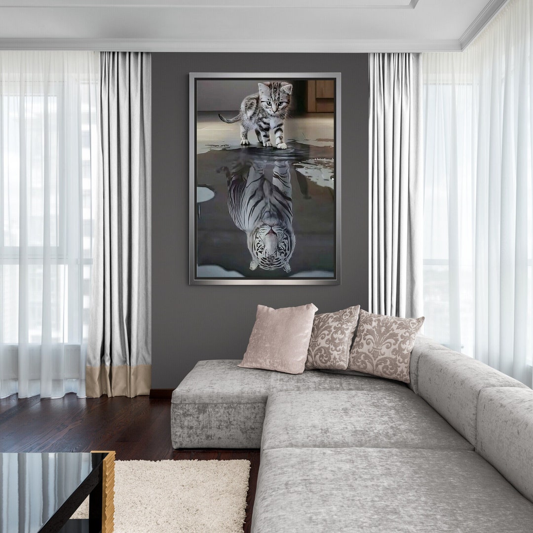 Tiger Reflection Cat Canvas, Cat Wall Art, Tiger Wall Art, Tiger Canvas ...