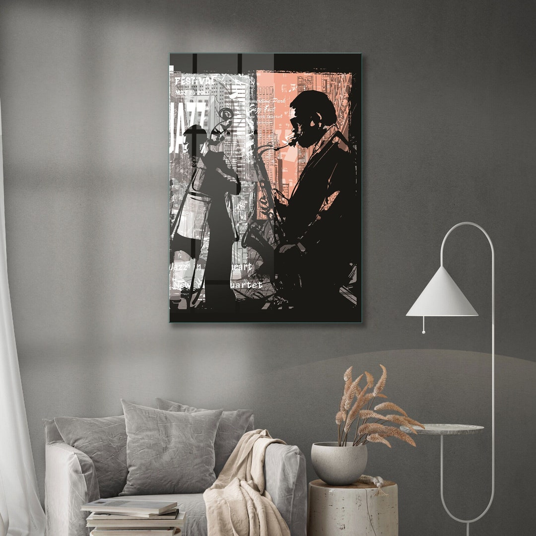 Glass Wall Art, Jazz Music Wall Art, Tempered Glass Art, Wall Hangings ...