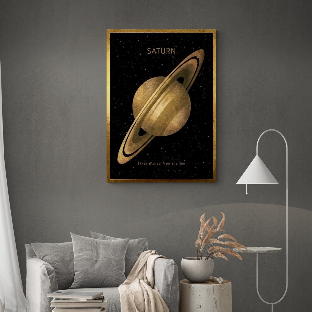Saturn Framed Canvas, Planet Wall Art, Space Canvas, Ringed Planet Wall ...