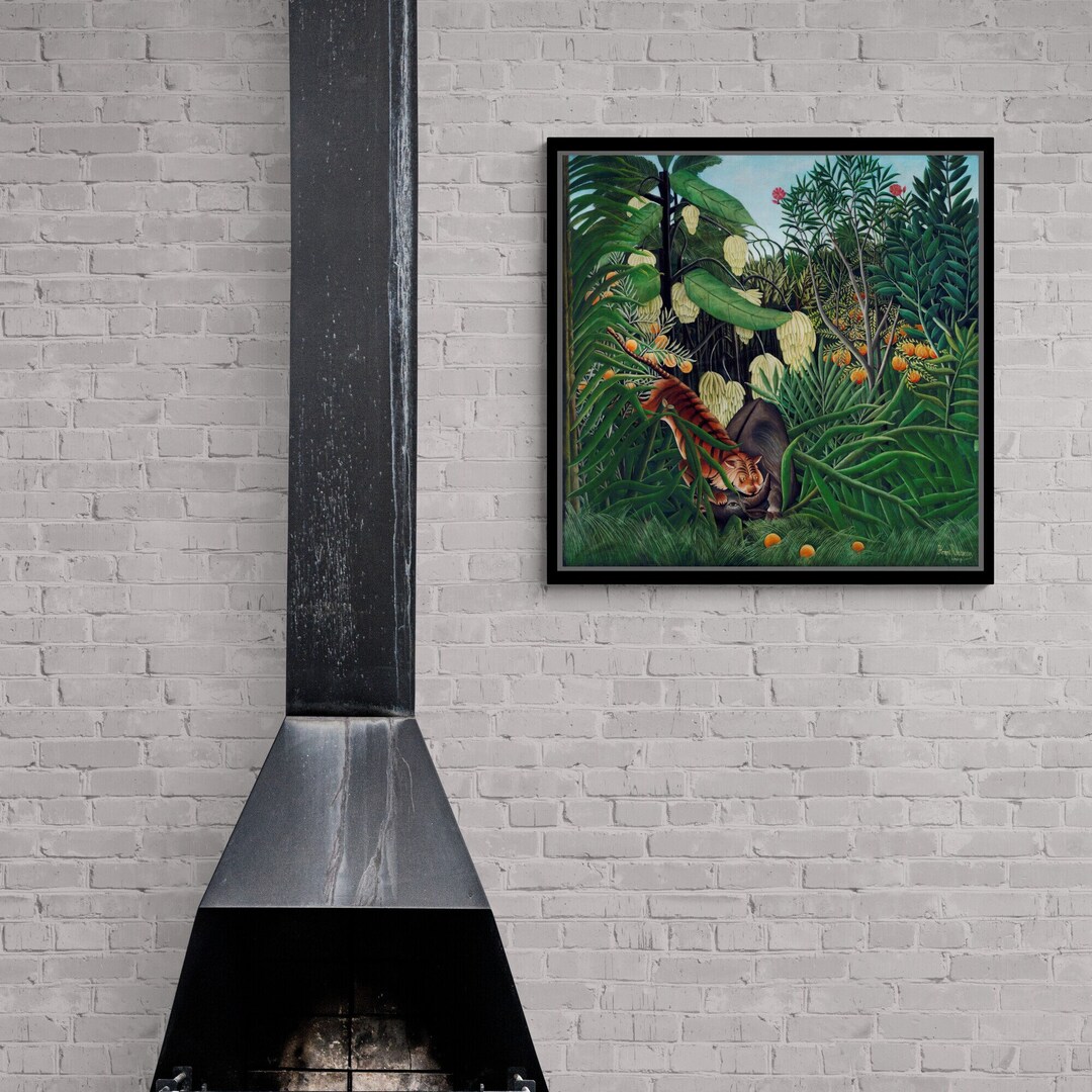 The Fight of a Tiger and a Buffalo, Henri Rousseau Canvas, Buffalo Art ...