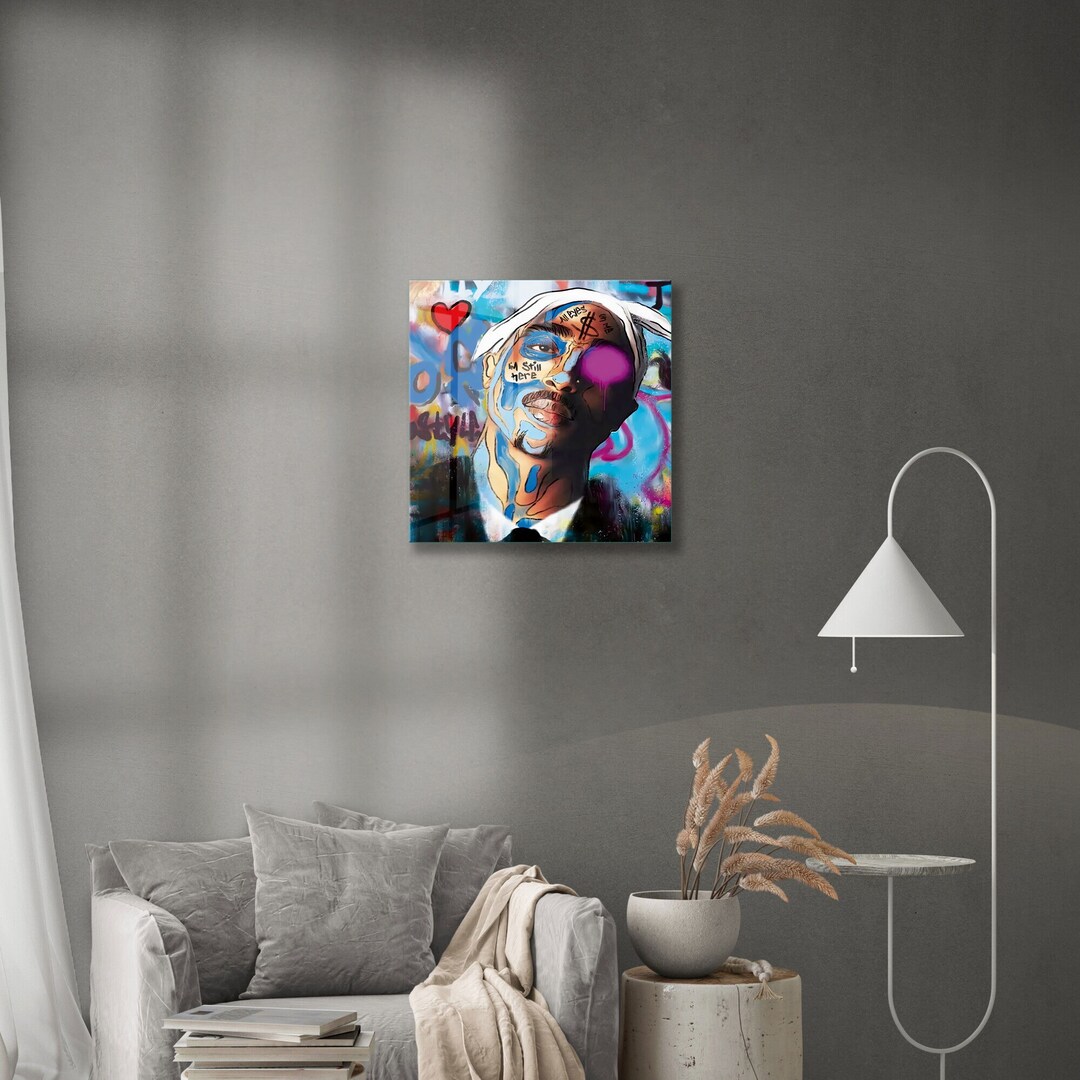 Glass Wall Art, Rapper Tupac Wall Art, Tempered Glass Wall Art, Large ...