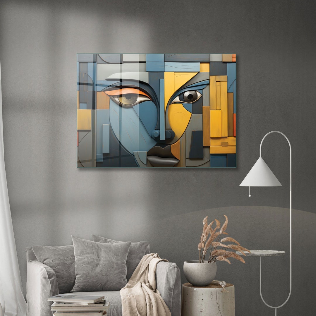 Tempered Glass Wall Art, Abstract Face Wall Art, Glass Wall Art, Wall ...