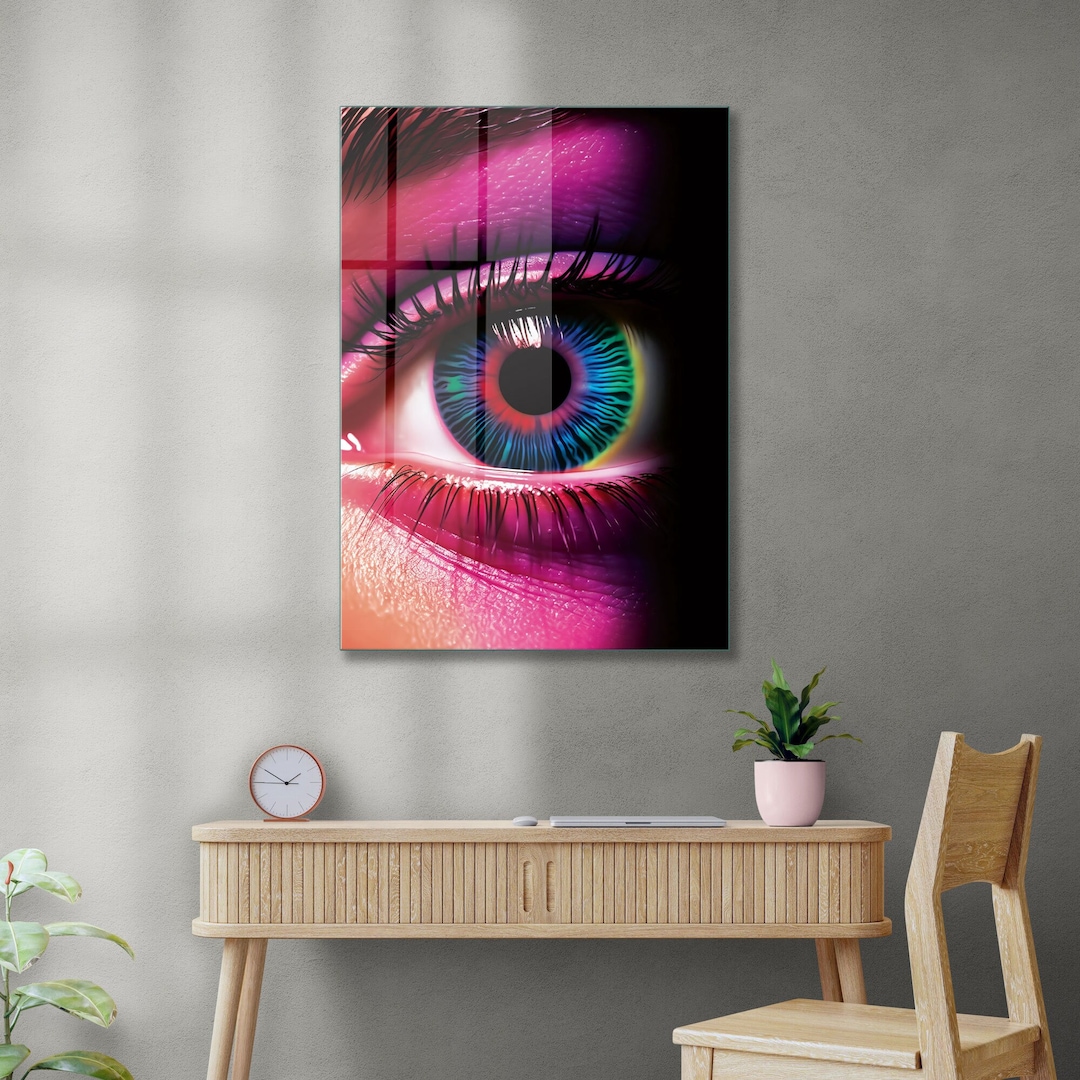 Glass Wall Art, Colorful Eye Wall Art, Tempered Glass Wall Art, Wall ...