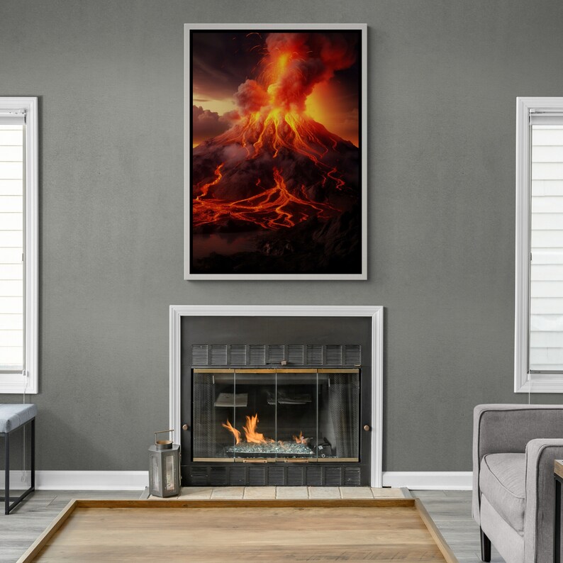 Volcanic Eruption Canvas Magma Wall Art Volcanic Blast - Etsy