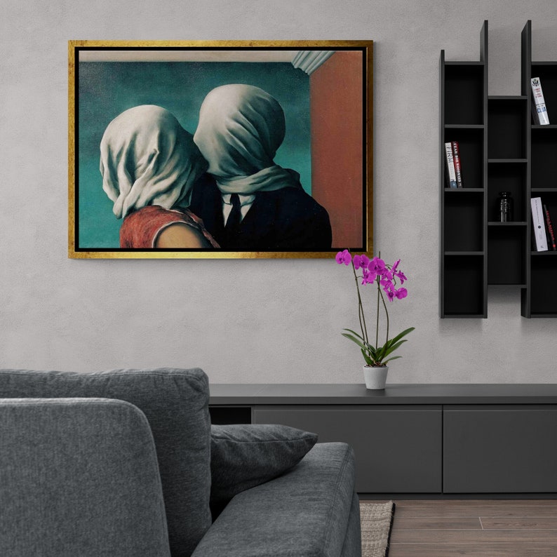 Rene Magritte the Lovers Canvas Couple Kiss Wall Art - Etsy