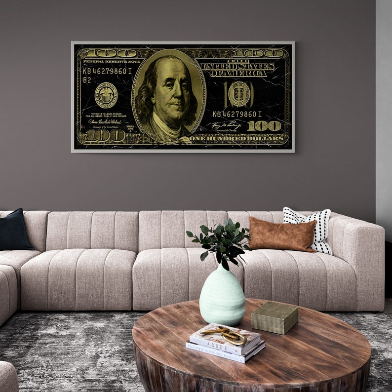 Dollar Money Wall Art 100 Dollar Bill Framed Canvas Money - Etsy