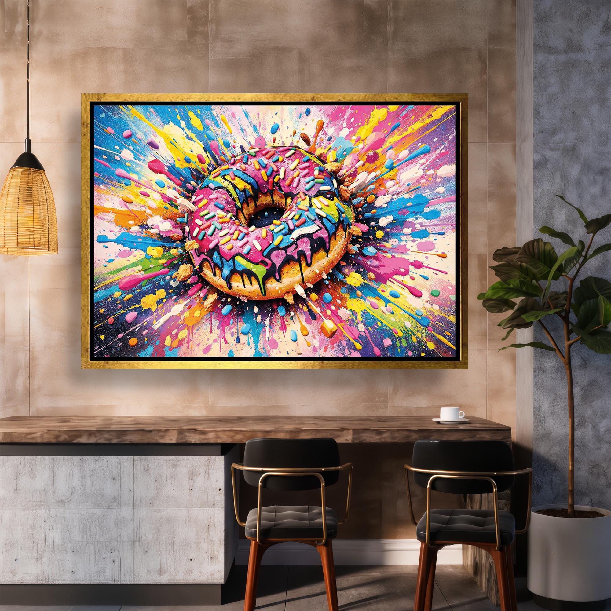 Colorful Graffiti Donut Wall Art, Street Food Pop Art Canvas for Modern ...