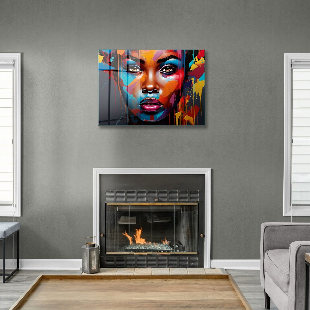 Glass Wall Art African Woman Wall Art Tempered Glass Wall Art Wall Hangings Large Wall Art