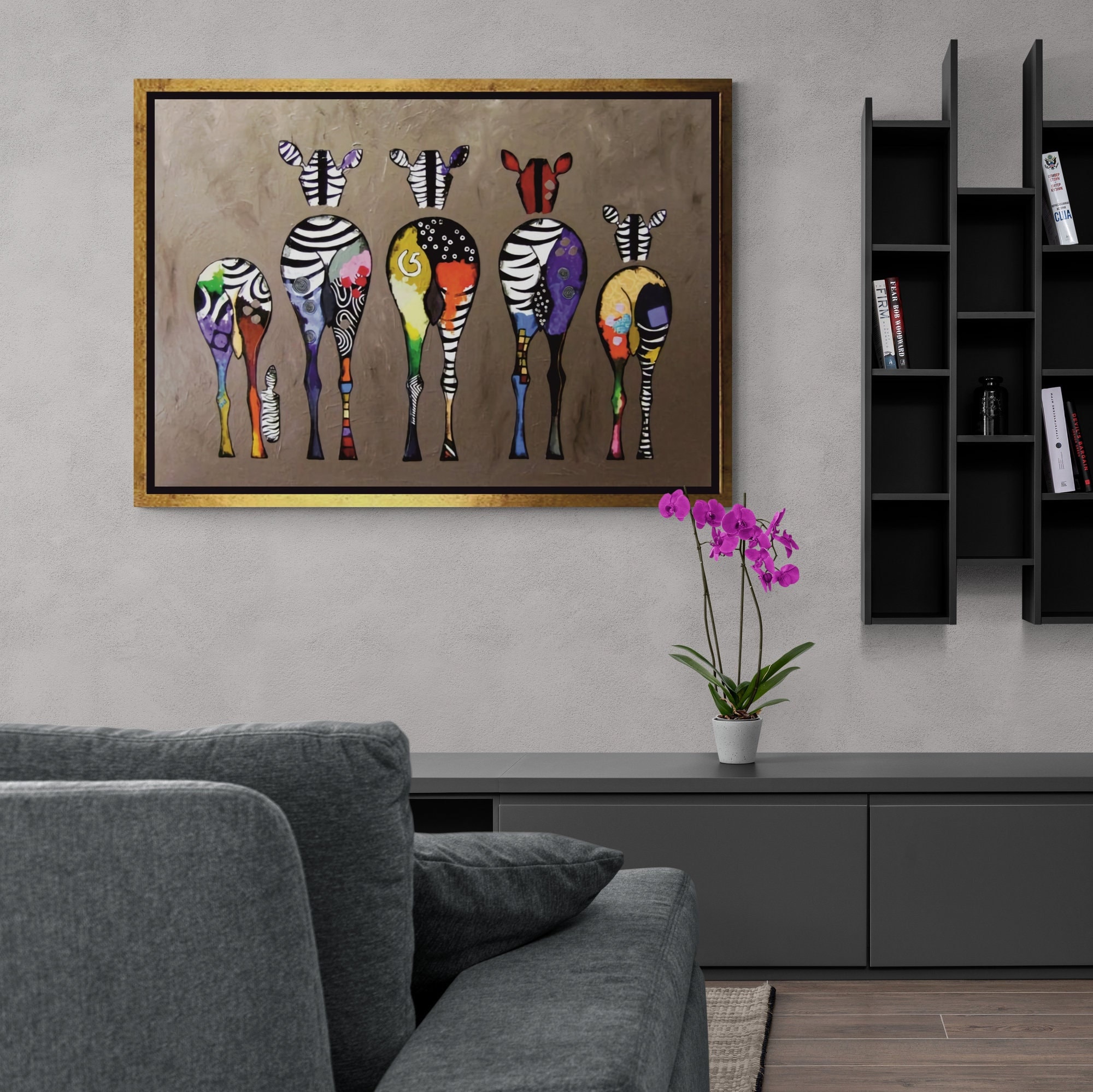 BANKSY Zebra Family Graffiti Canvas Colorful Zebras Framed - Etsy Hong Kong