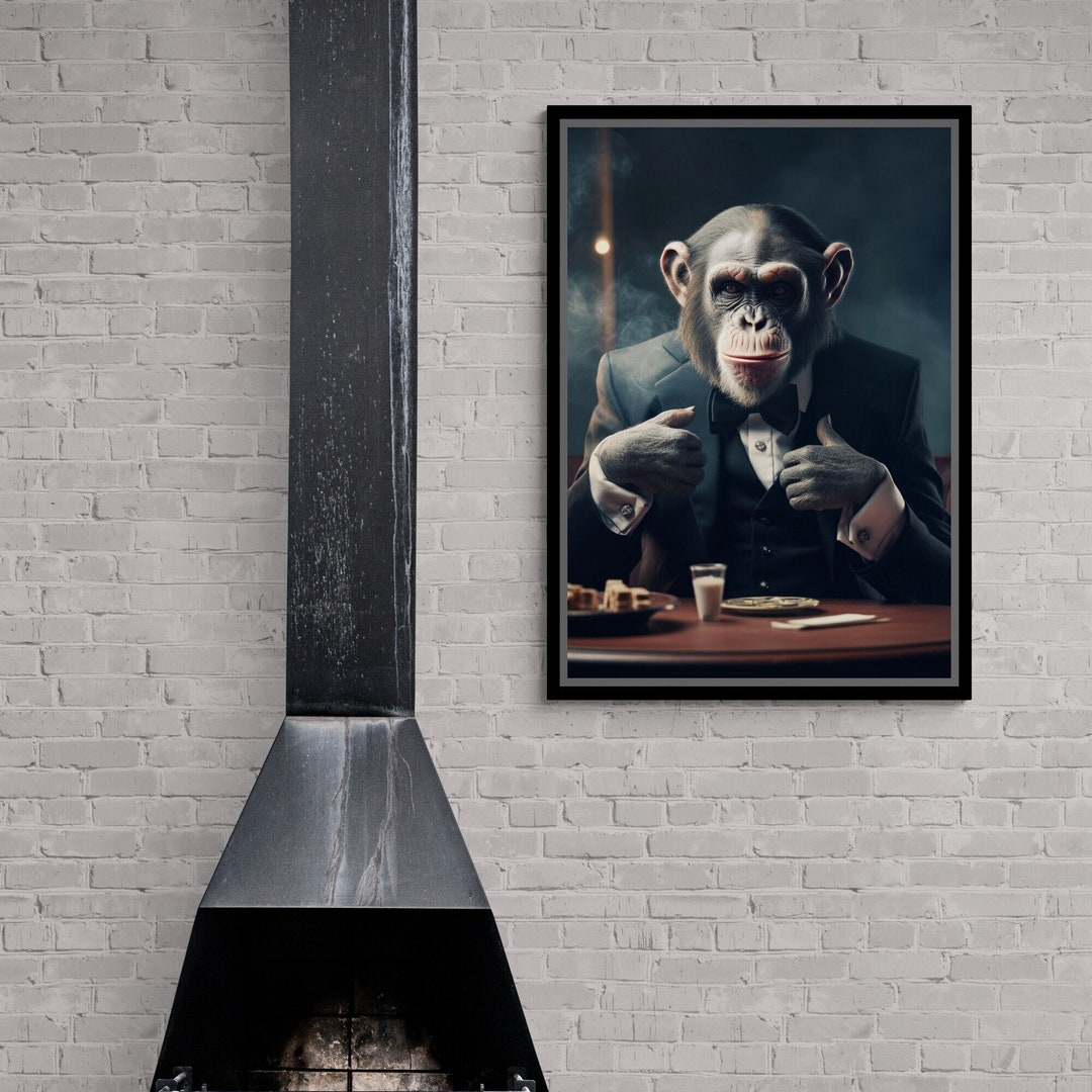 Monkey in Suit Canvas, Animal Wall Art, Monkey Wall Art, Fun Monkey ...