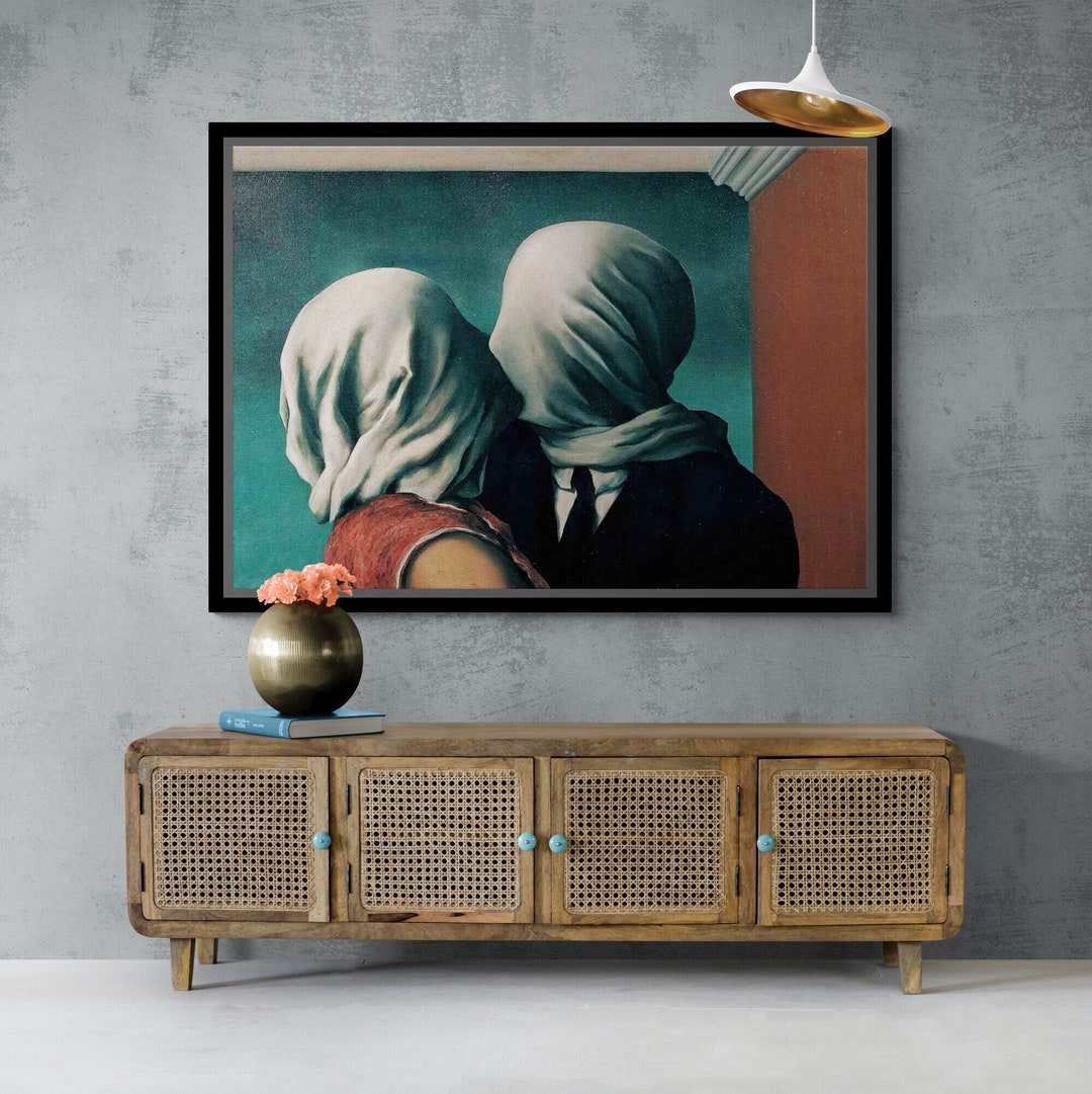 Rene Magritte the Lovers Canvas, Couple Kiss Wall Art, Romantic Canvas ...