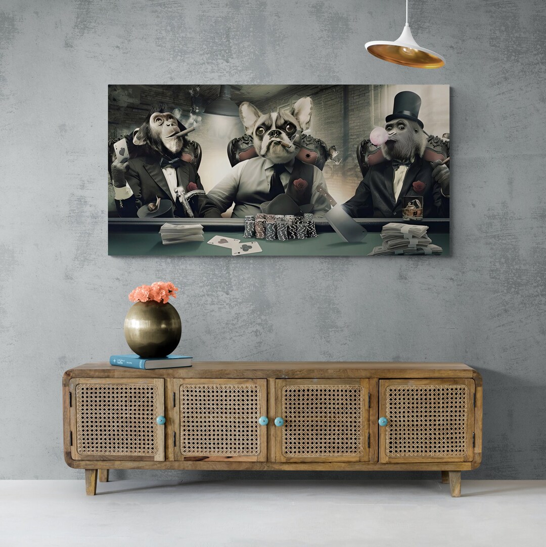 Mafia Framed Canvas Monkey Wall Art Dog Canvas Godfather - Etsy