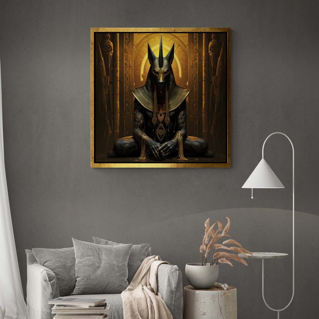 Egyptian God Anubis Wall Art, Anubis Framed Canvas, Egypt Ethnic Wall ...