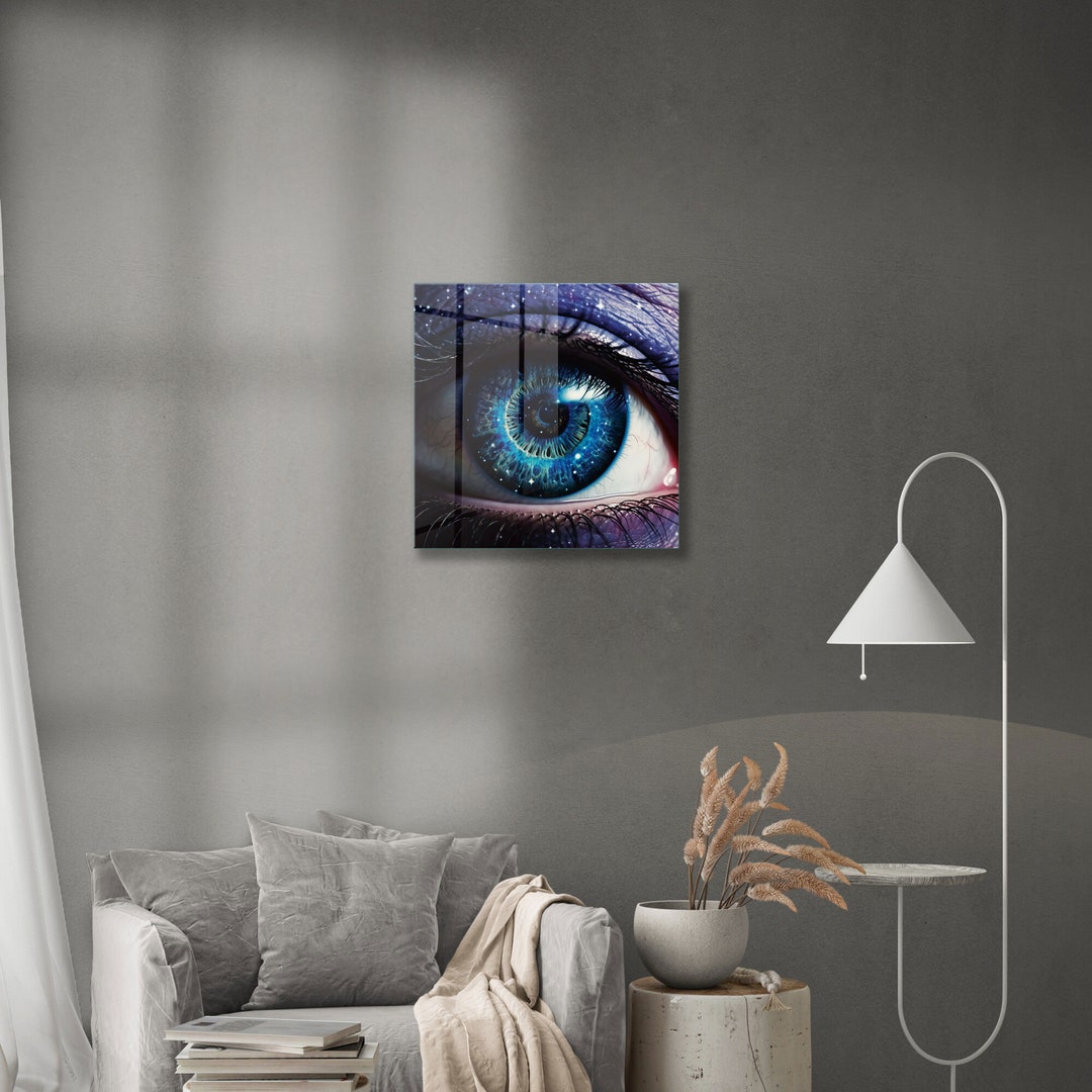Glass Wall Art, Blue Eye Wall Art, Tempered Glass Wall Art, Wall ...