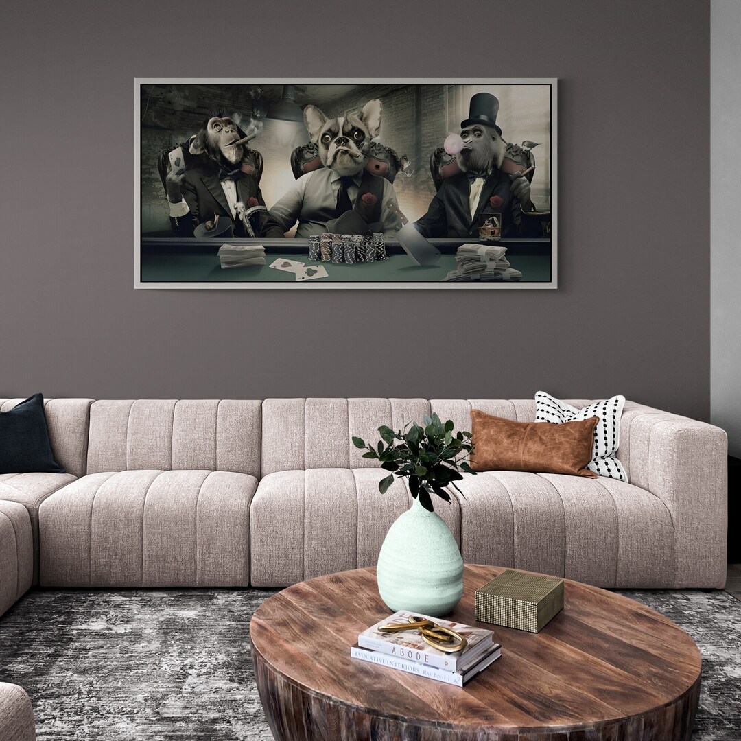 Mafia Framed Canvas, Monkey Wall Art, Dog Canvas, Godfather Artwork ...