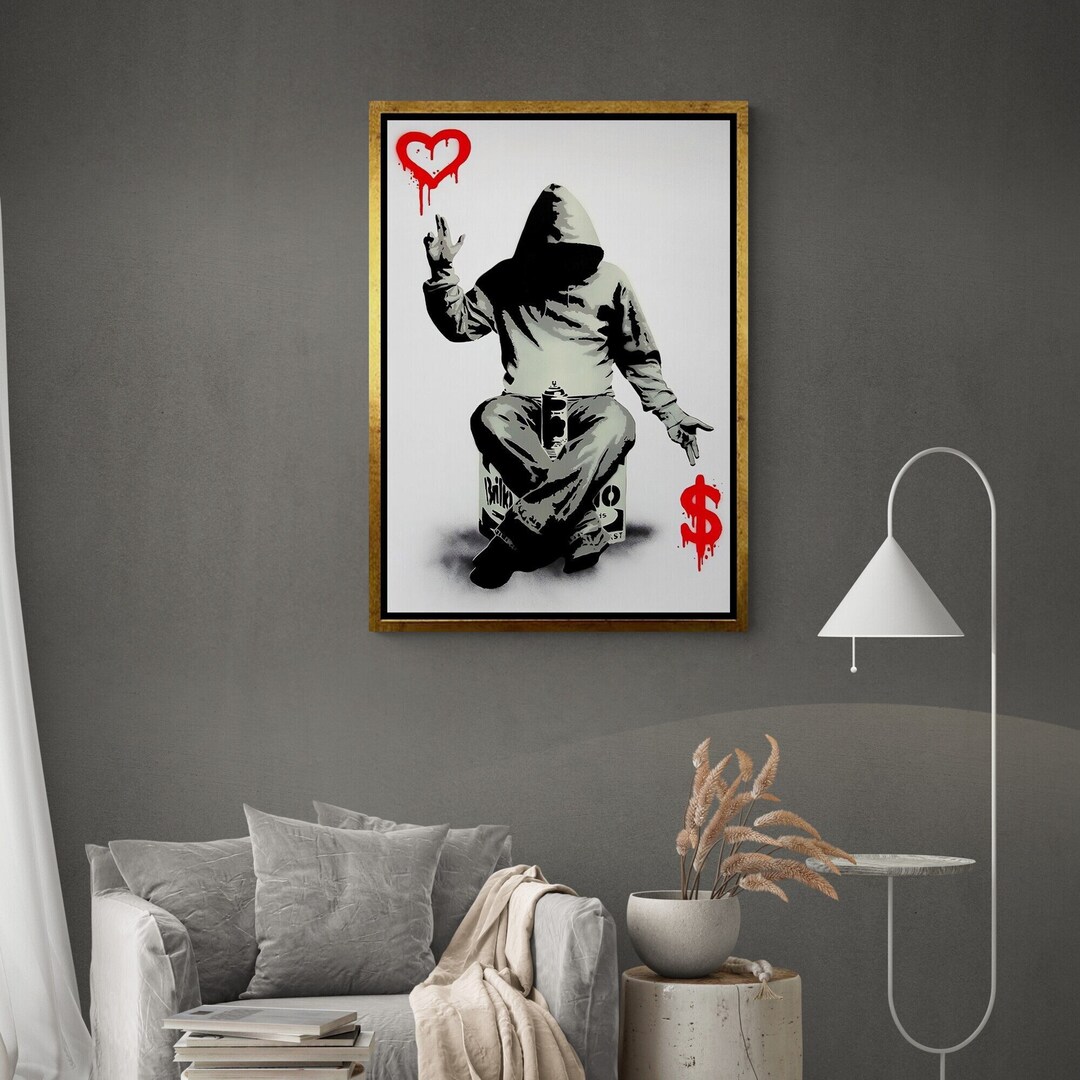Banksy Love Over Money, Banksy Wall Art, Banksy Street Canvas, Banksy ...