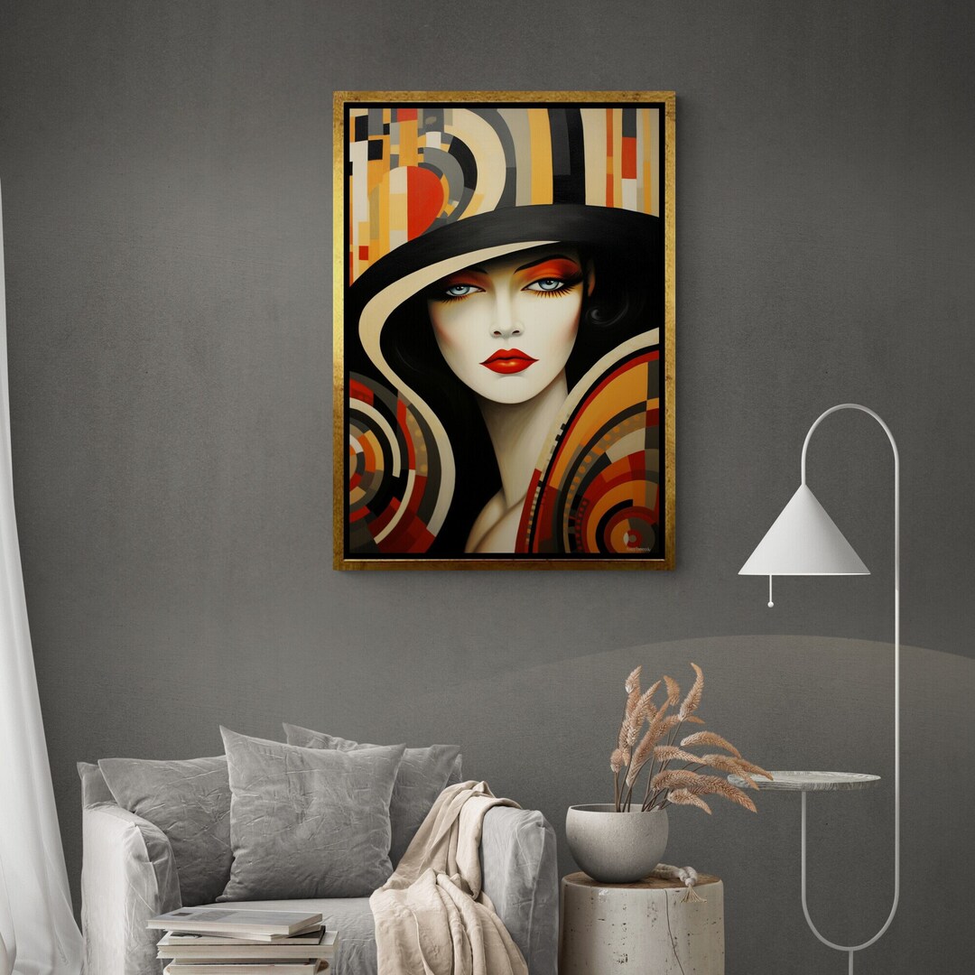 Woman Portrait Canvas, Woman Wall Art, Geometric Shapes Canvas ...
