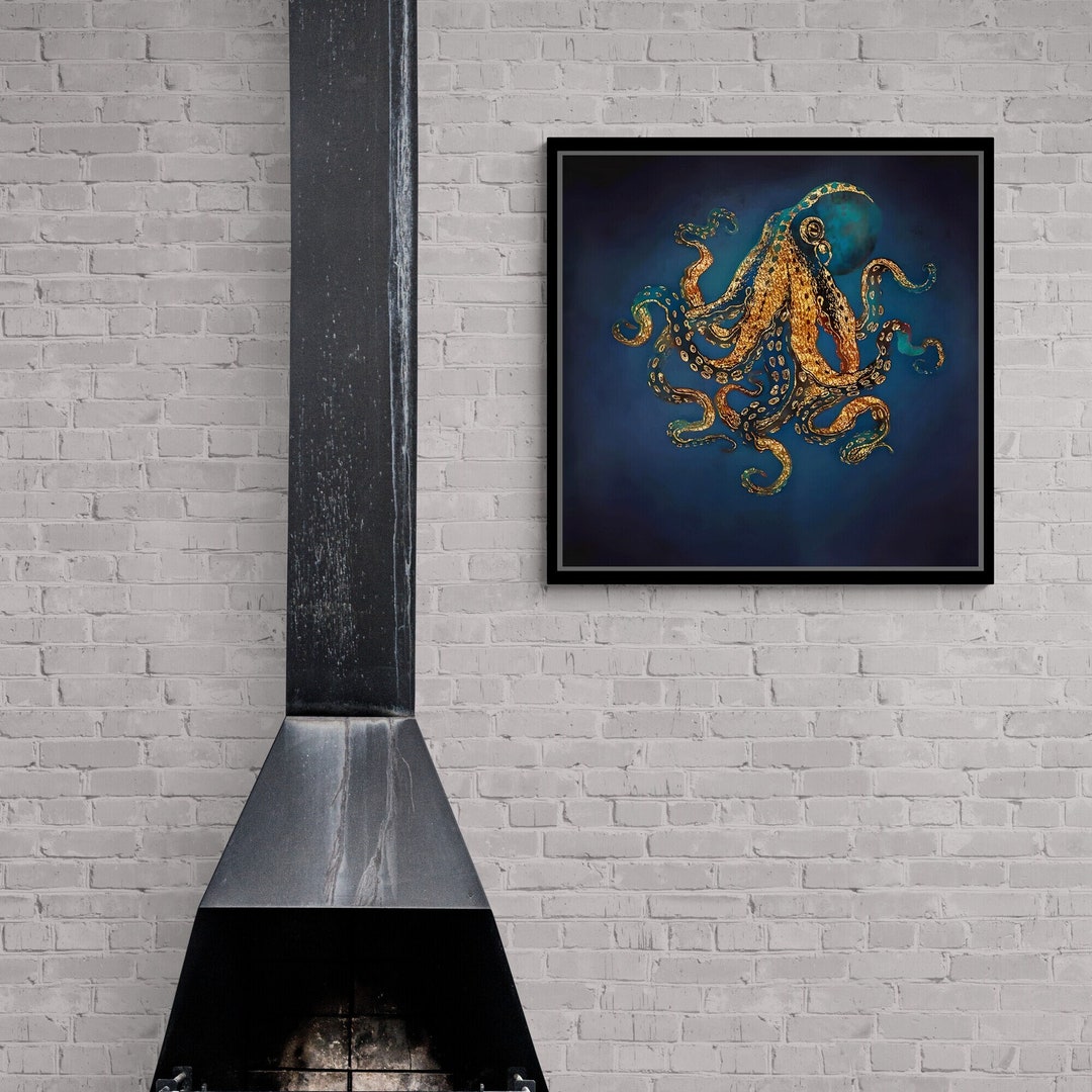Octopus Framed Canvas, Octobus Wall Art, Contemporary Wall Art, Luxury ...