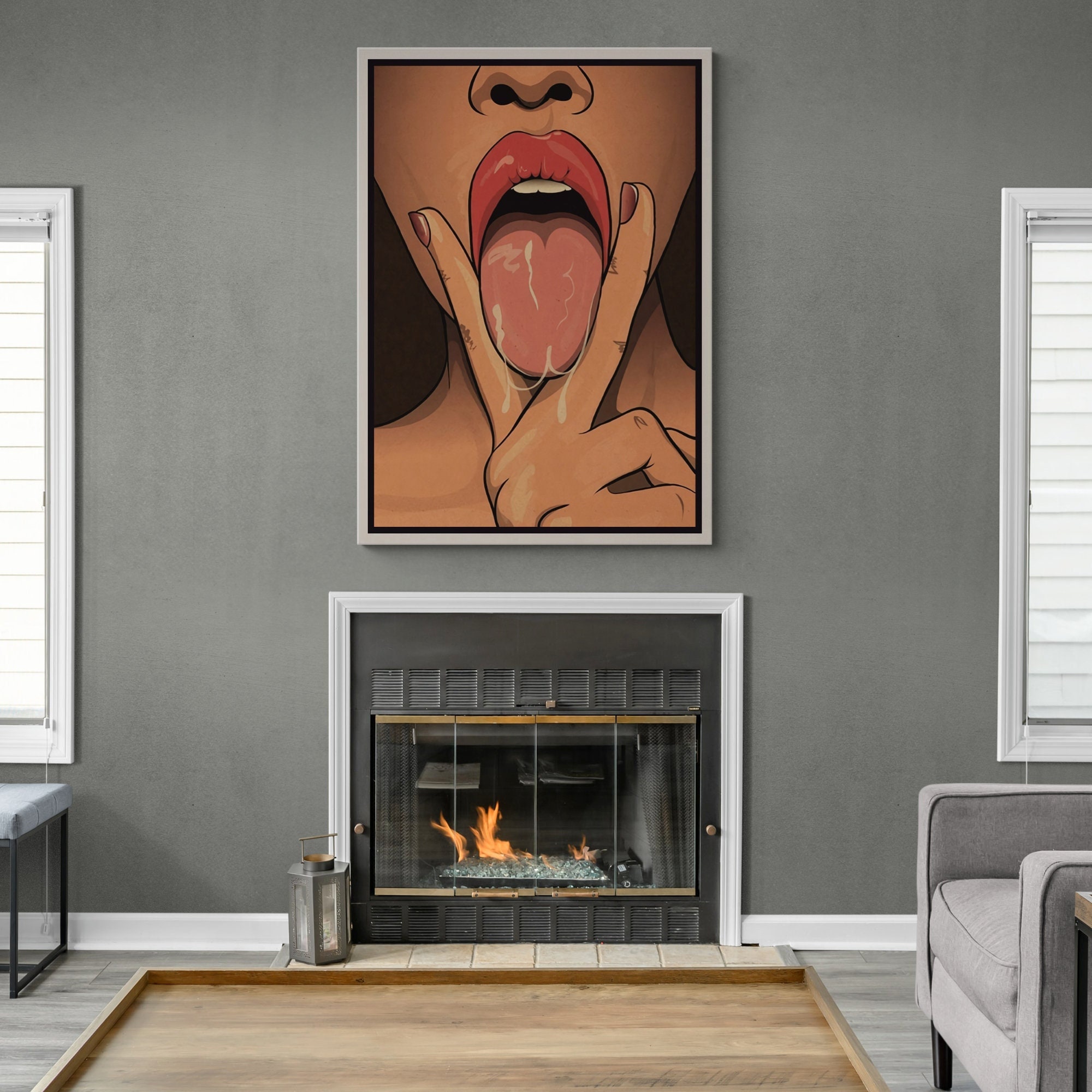 Sexy Woman Pop Art, Seductive Woman Framed Canvas, Woman Sticking ...