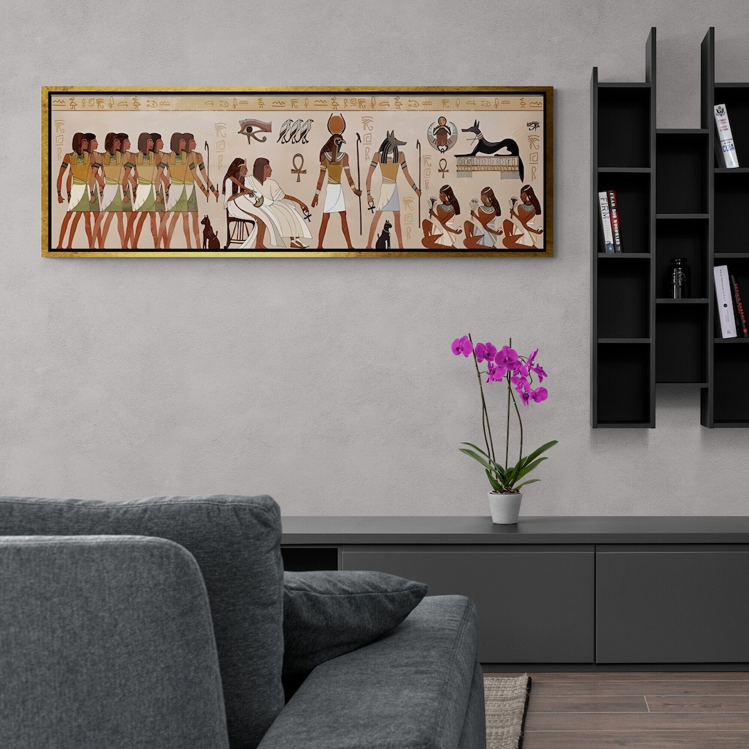 Ancient Egypt Framed Canvas, Egyptian Hieroglyphs Wall Art, Ancient ...