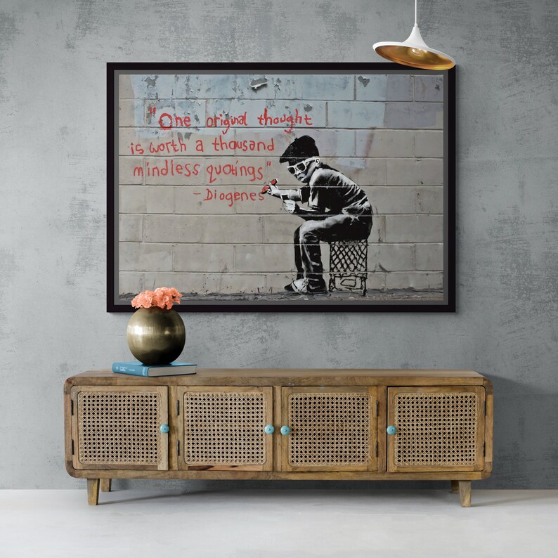BANKSY Original Thought Graffiti Wall Art Banksy Motivational - Etsy