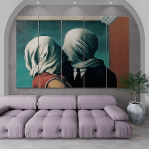 Rene Magritte the Lovers Canvas, Couple Kiss Wall Art, Romantic Canvas ...