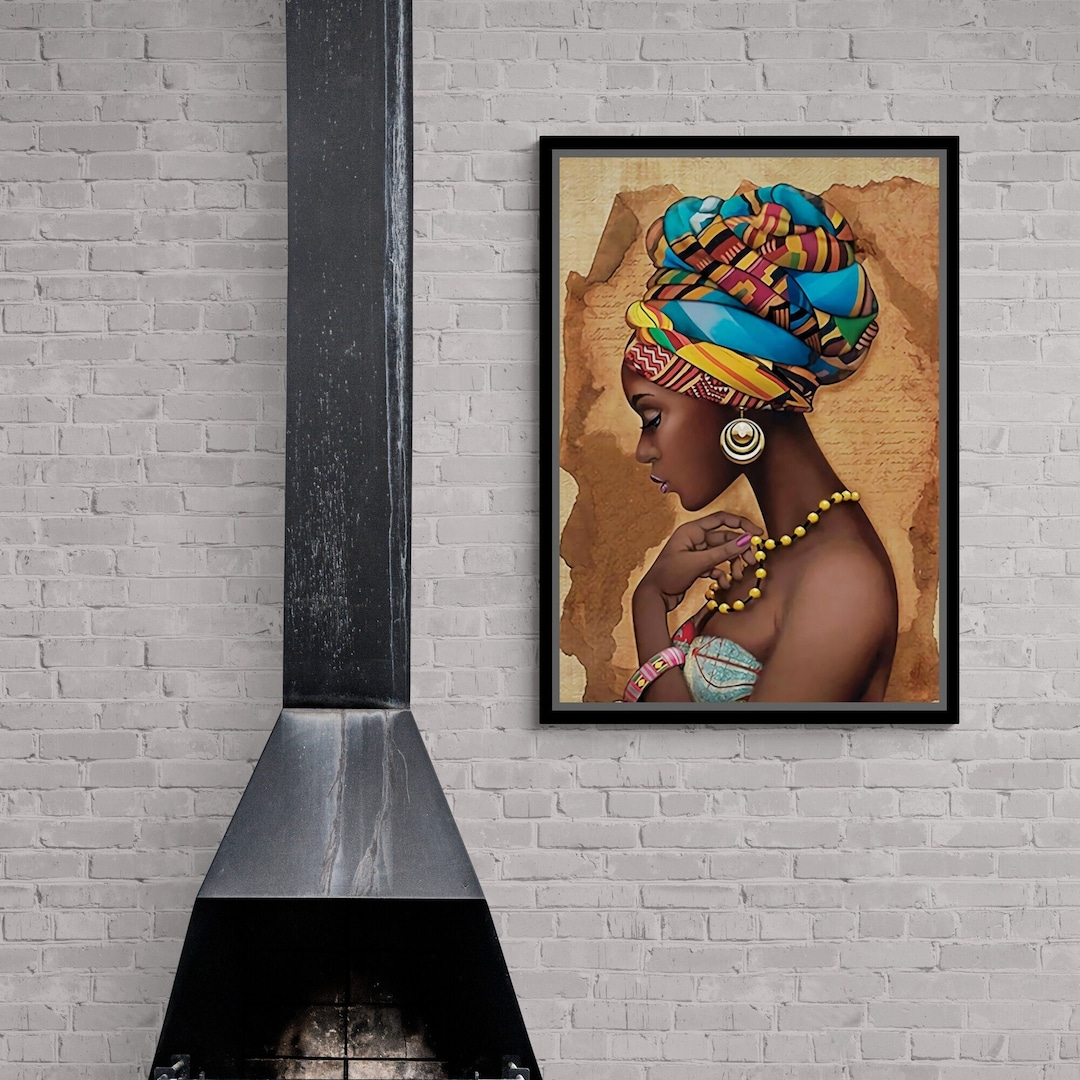 Mystical African Woman Wall Art, African Woman Framed Canvas, Ethnic Woman Canvas, Woman Wall ...