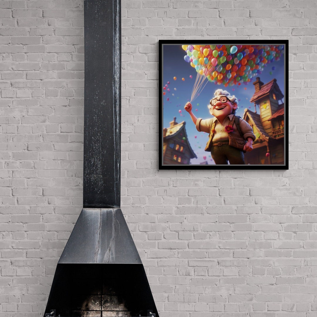 Pixar Wall Art, up Movie Canvas, Colourful Balloons Artwork, Kids Room ...