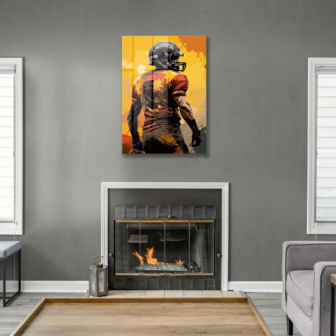 Glass Wall Art, American Football Player Wall Art, Tempered Glass Wall ...