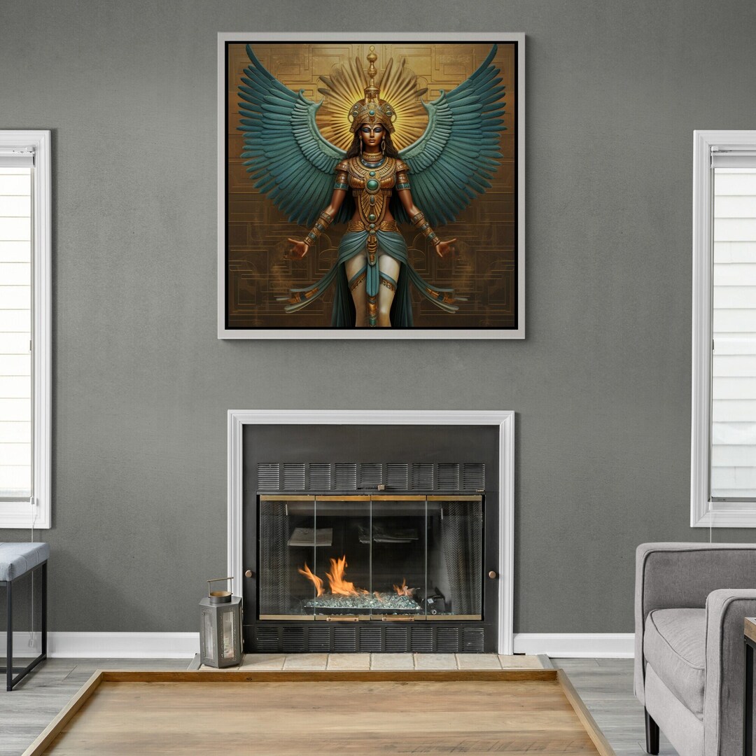 Isis Framed Canvas, Egyptian God Wall Art, Egypt Ethnic Canvas ...