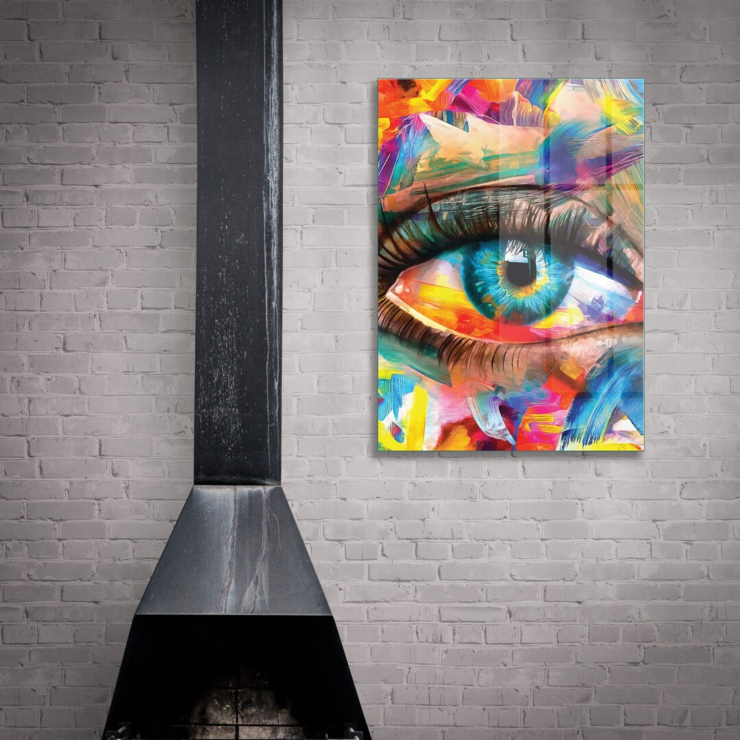 Glass Wall Art, Colorful Eye Wall Art, Tempered Glass Wall Art, Wall ...
