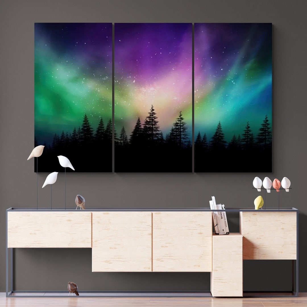 Northern Lights Over the Canadian Forest, Aurora Borealis Wall Art ...