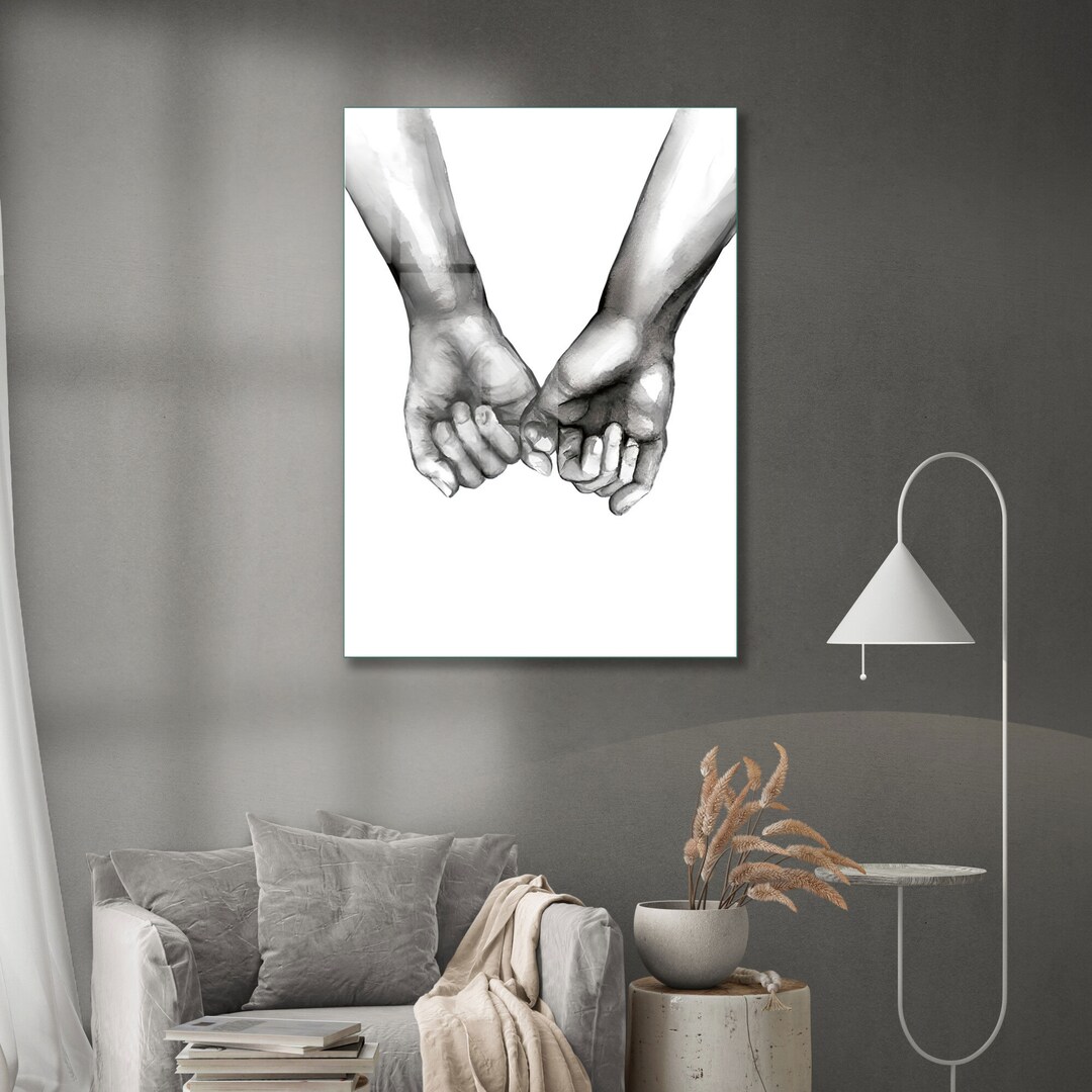 Glass Wall Art, Hands in Love Wall Art, Tempered Glass Wall Art, Wall ...