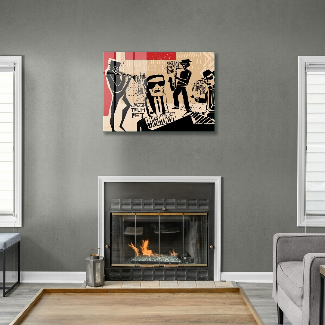 Glass Wall Art, Jazz Music Wall Art, Tempered Glass Wall Art, Wall ...