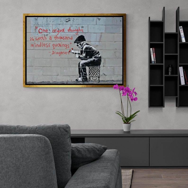 BANKSY Original Thought Graffiti Wall Art Banksy Motivational - Etsy
