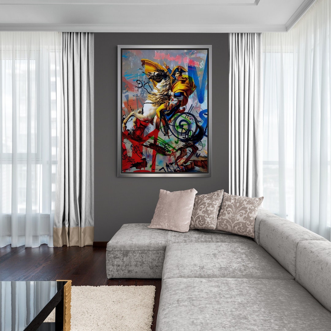 Banksy Napoleon Bonaparte Wall Art, Street Graffiti Framed Canvas ...
