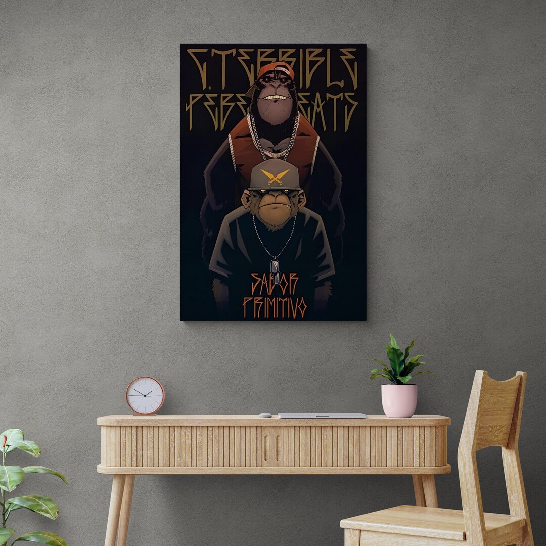Rapper Monkey Wall Art, Handsome Monkey Framed Canvas, Monkey Canvas ...