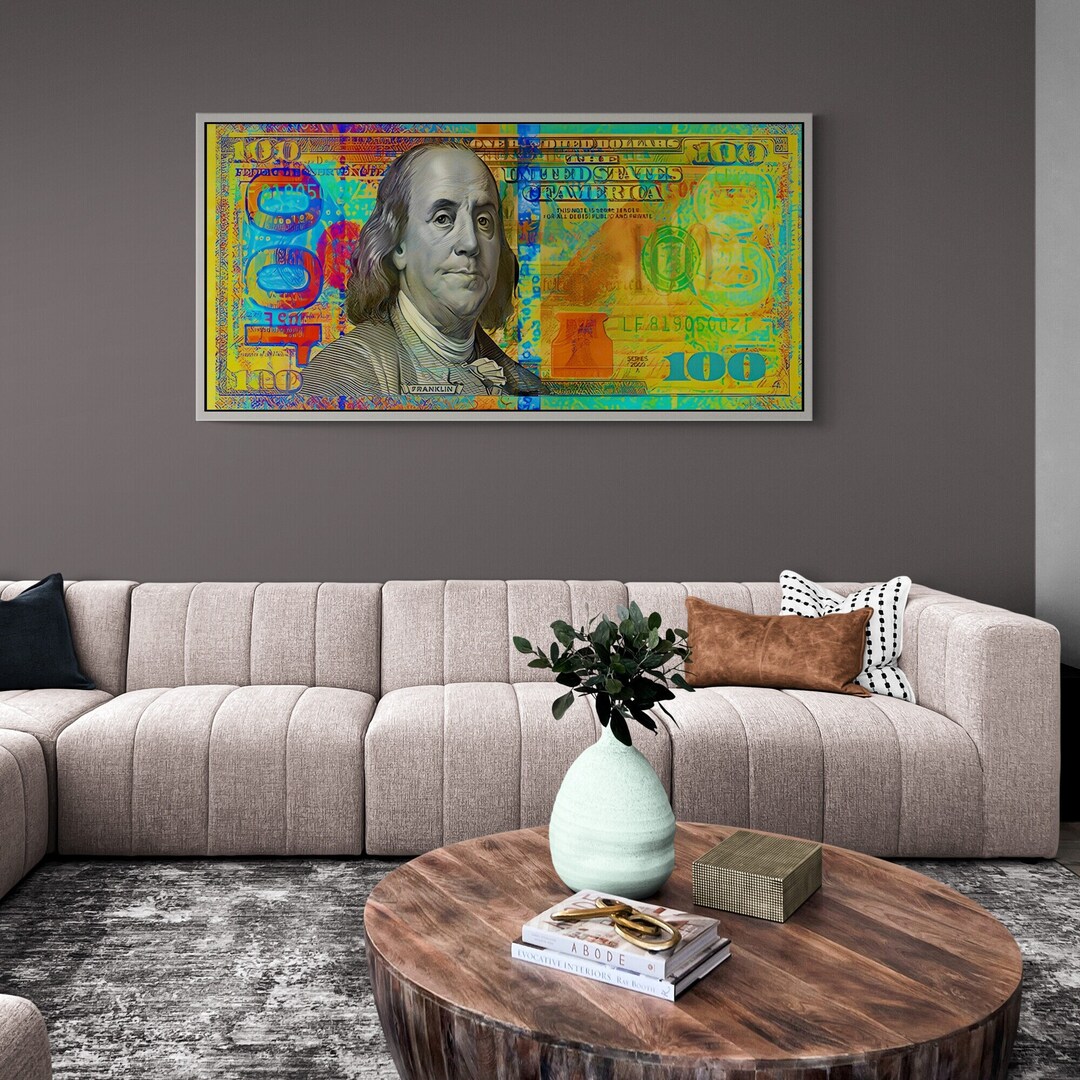 Dollar Money Framed Canvas, 100 Dollar Bill Wall Art, Money Picture ...