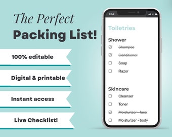 A4 Travel Checklist Printable Travel Planner Packing List - Etsy