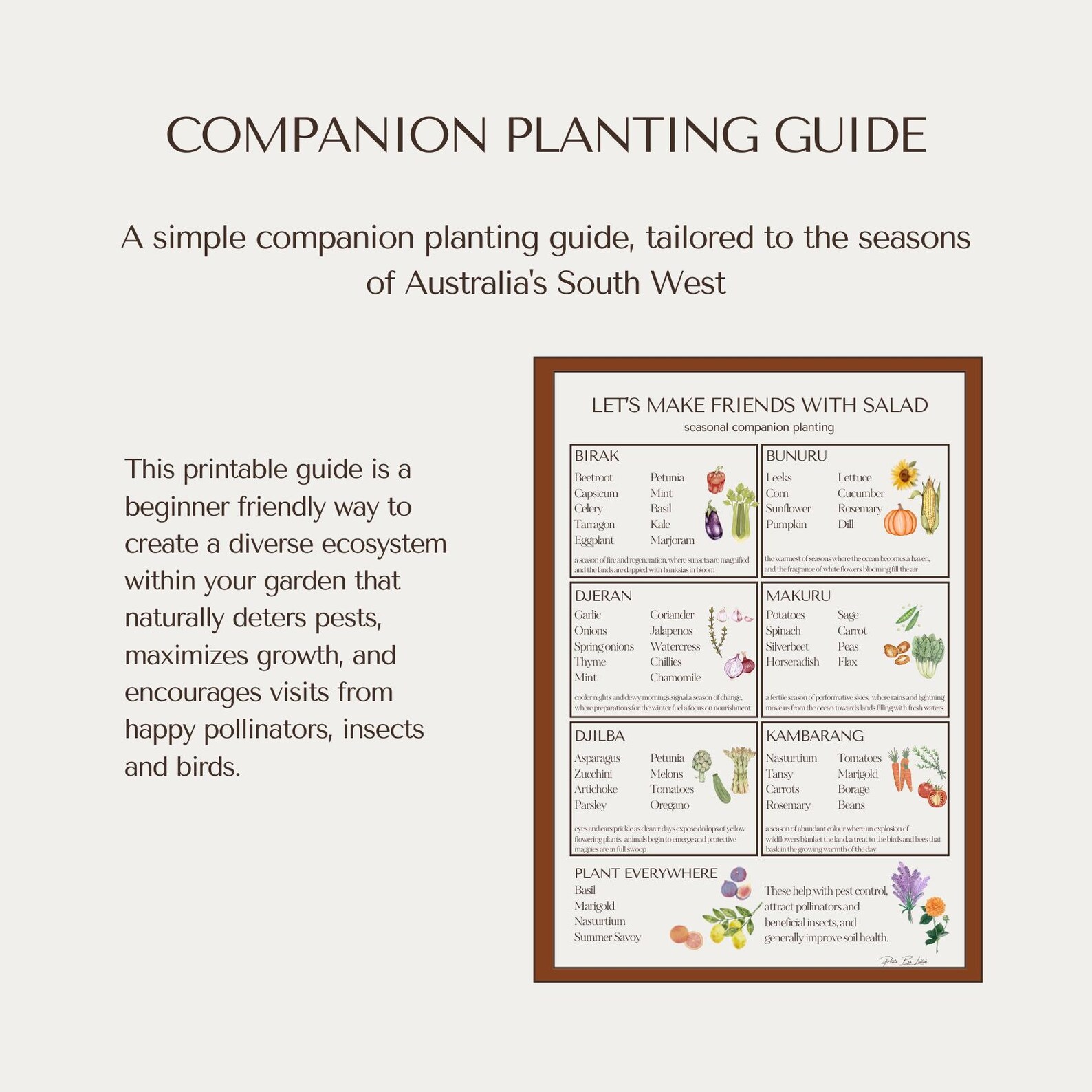 Companion Planting Guide Printable for Easy Gardening - Etsy