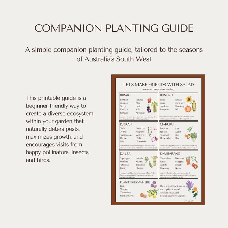 Companion Planting Guide Printable for Easy Gardening - Etsy