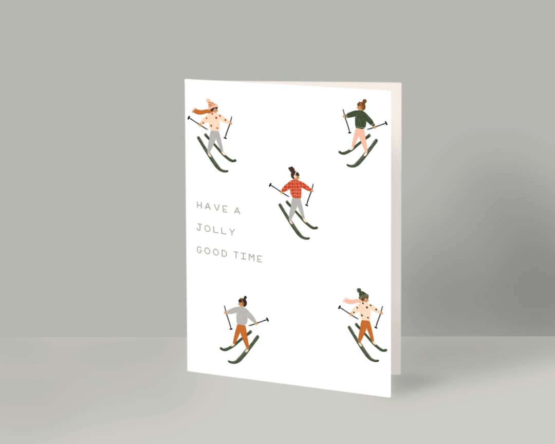 Printable Ski Christmas Card Printable Illustrated Christmas - Etsy