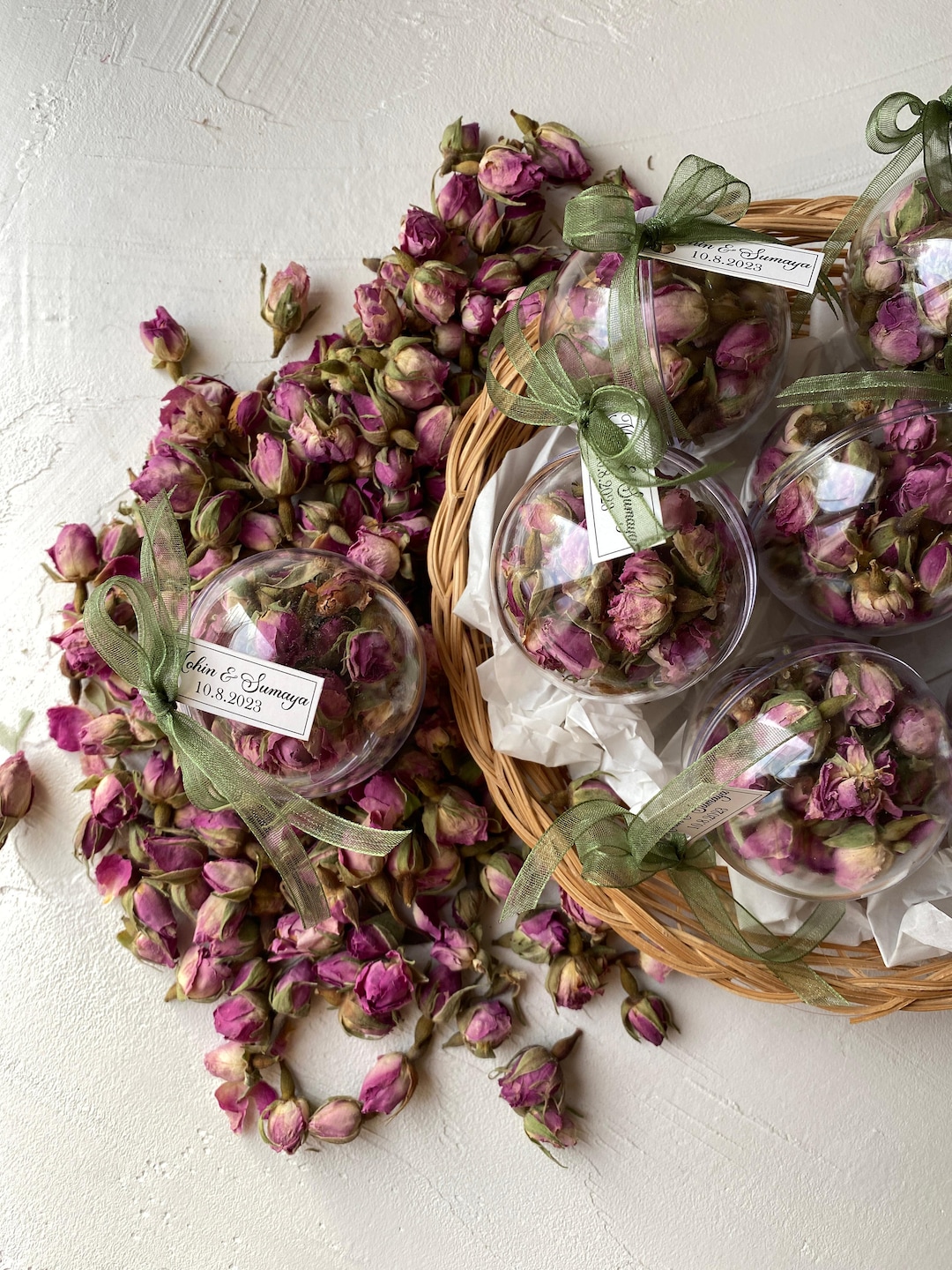 Rose Tea in Ball Sphere , Rustic Wedding Vavor, Personalized Tea Favors ...