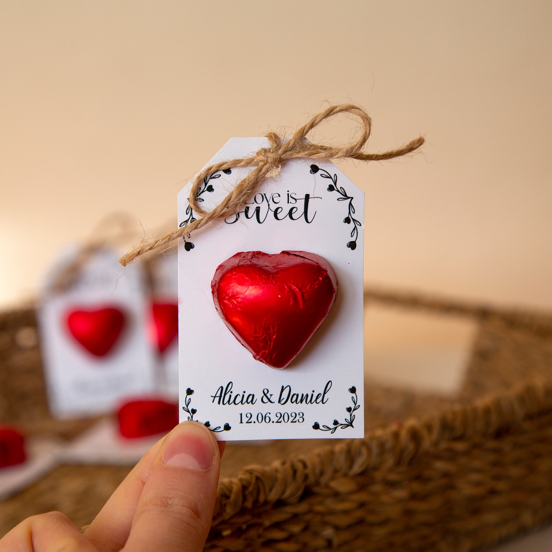 Custom Wedding Chocolate, Hazelnut Heart Chocolate, Chocolate Heart ...