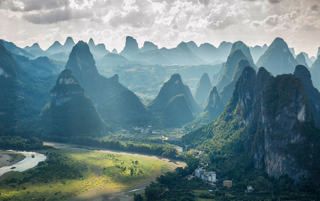Chinese Wall Art Yangshuo China Print Chinese Landscape Print Mountain ...