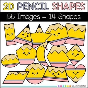 Pencils Back to School 2D Shapes Clipart - Etsy