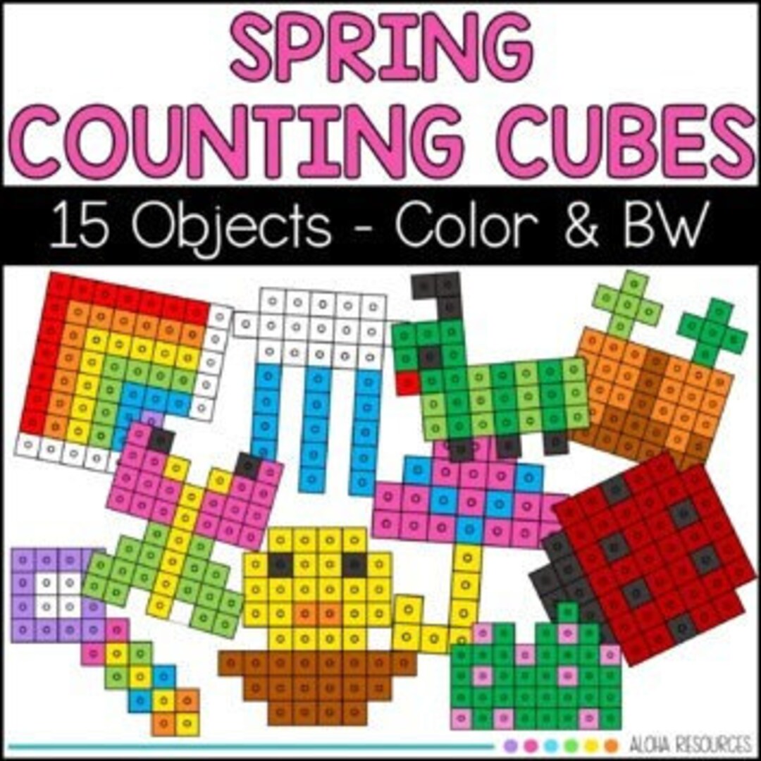 Spring Counting Cube Clipart for Fine Motor - Etsy